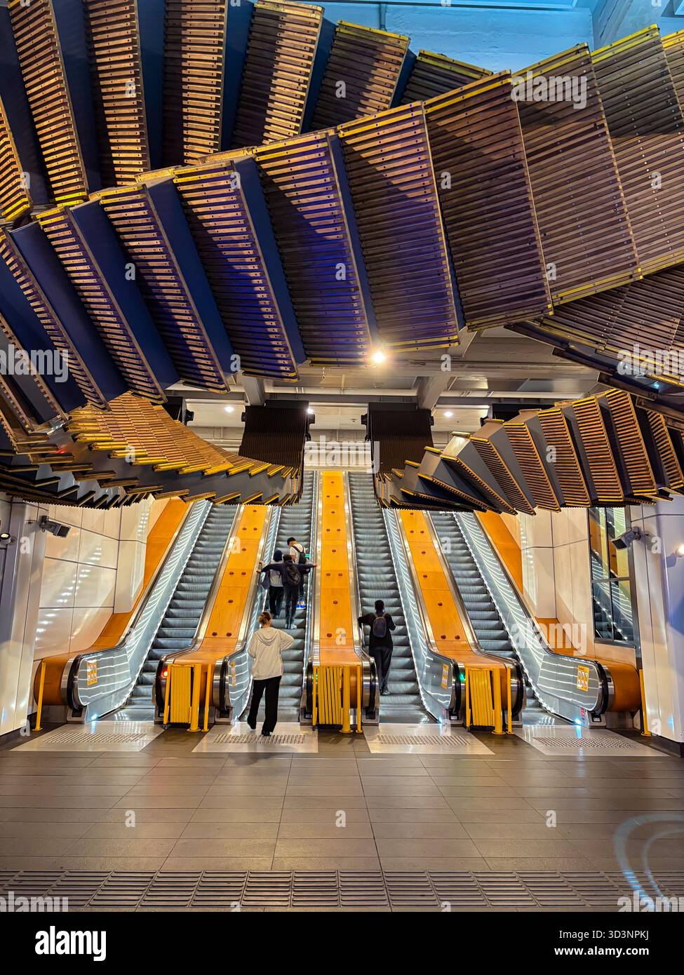 Wynyard train station in Sydney, Australia, with modern escalators and ...