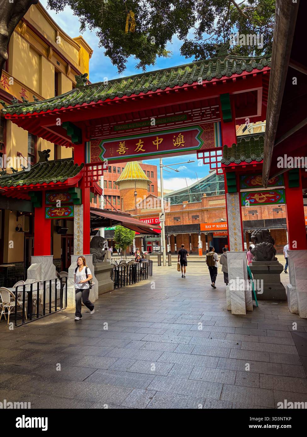 Chinatown gate, Sydney, Australia. Vibrant red and green traditional ...