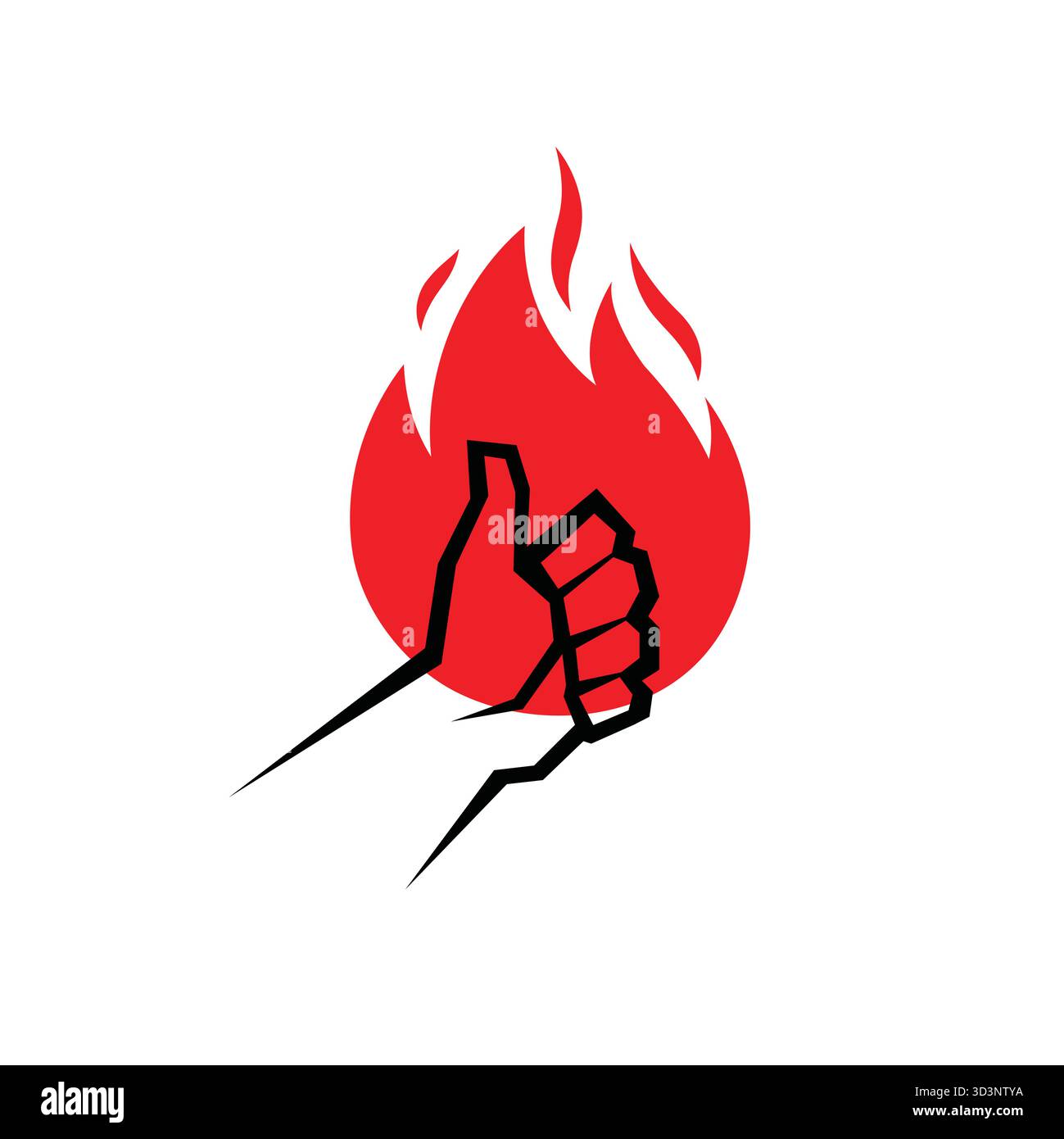 Modern Thumb Fire Logo Hand Gesture Flame Vector Symbol Design Stock ...
