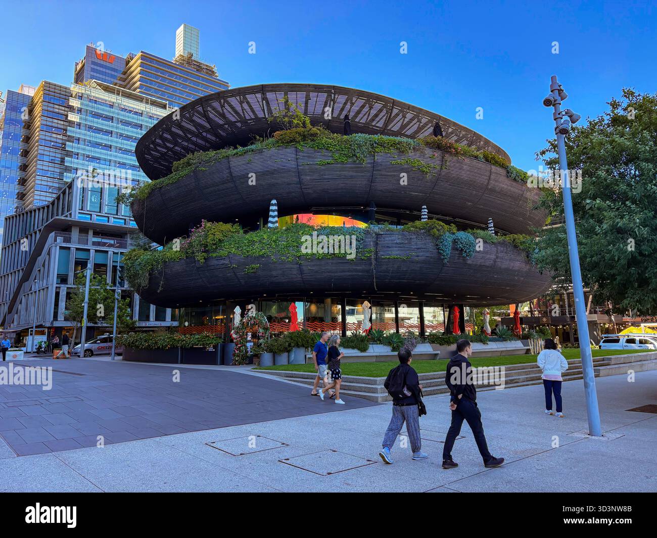 Barangaroo House, a distinctive multi-tiered restaurant building with ...