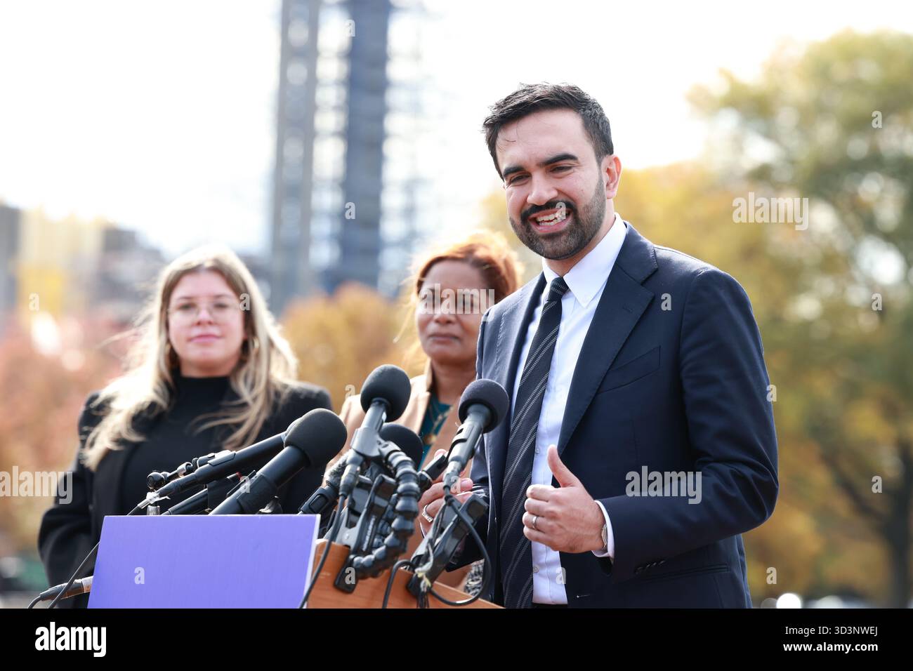 FLUSHING, NEW YORK - NOVEMBER 05: NYC Mayor elect Zohran Mamdani along ...