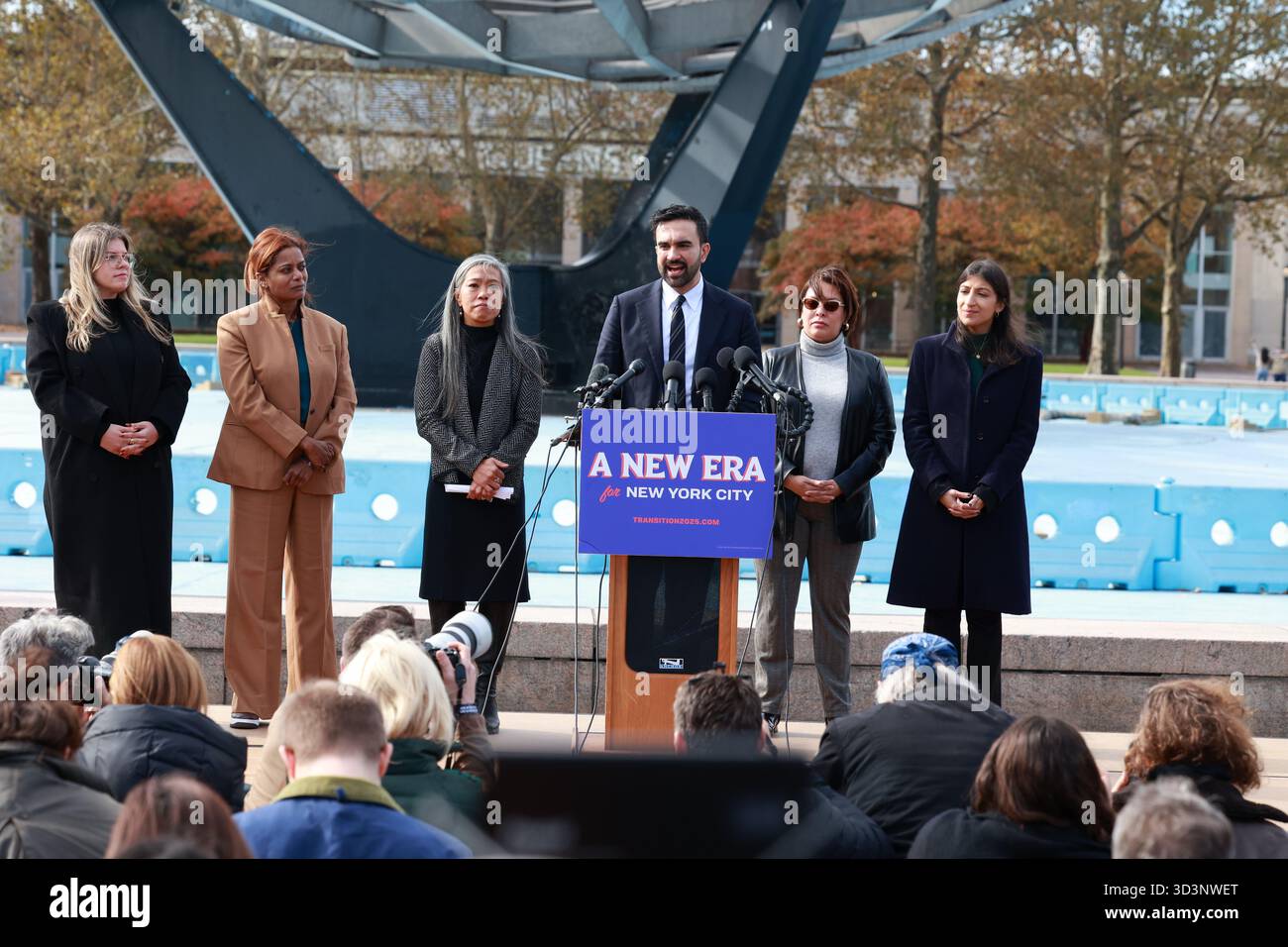FLUSHING, NEW YORK - NOVEMBER 05: NYC Mayor elect Zohran Mamdani along ...