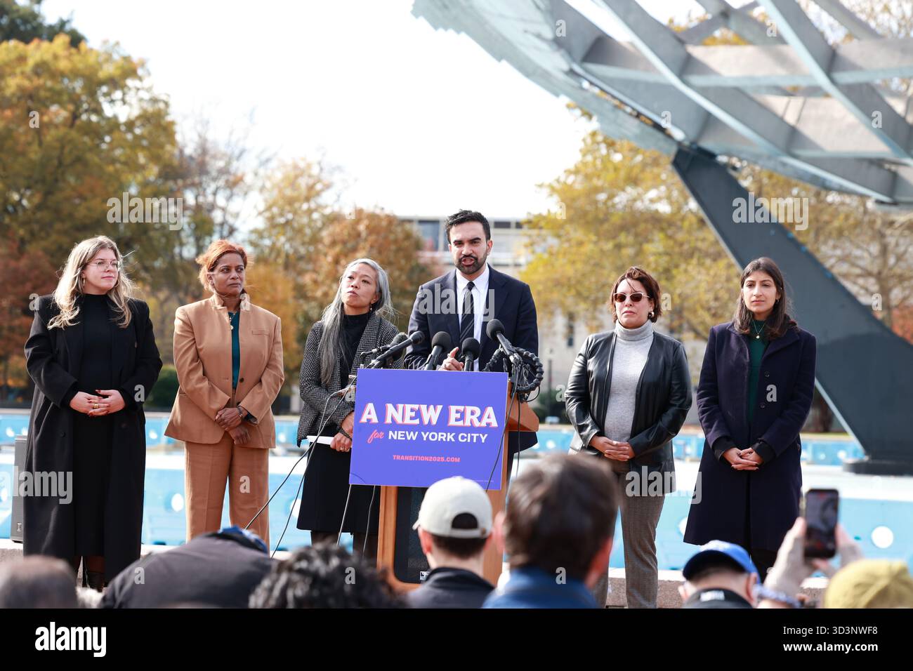 FLUSHING, NEW YORK - NOVEMBER 05: NYC Mayor elect Zohran Mamdani along ...