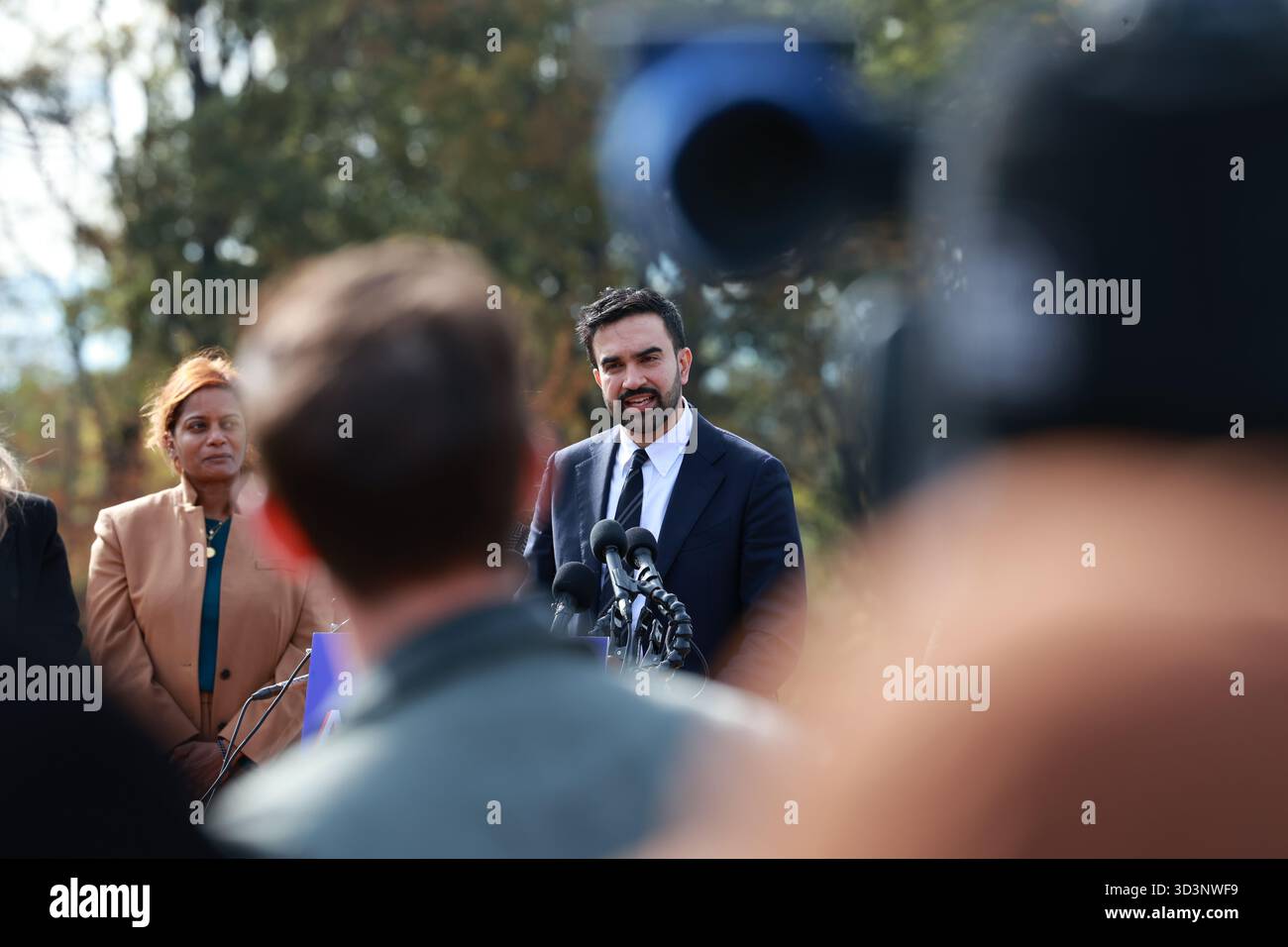 FLUSHING, NEW YORK - NOVEMBER 05: NYC Mayor elect Zohran Mamdani along ...