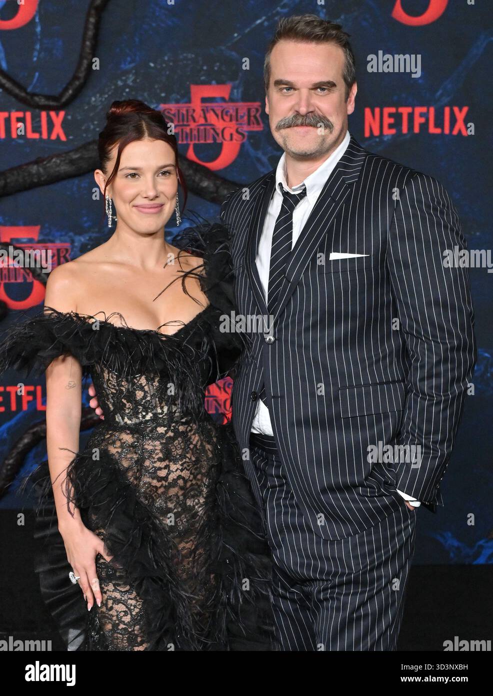 Hollywood, USA. 06th Nov, 2025. Millie Bobby Brown and David Harbour ...