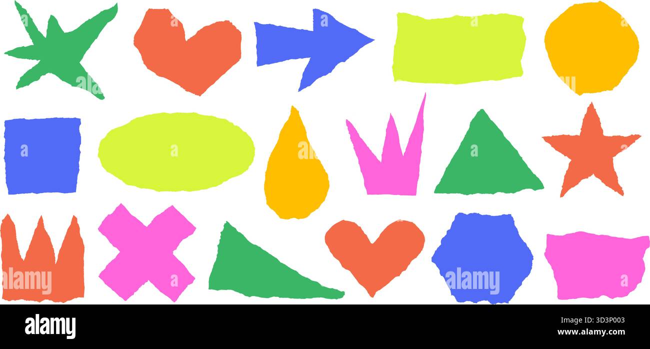 Jagged edge torn paper piece collage grunge cut out shapes vector ...