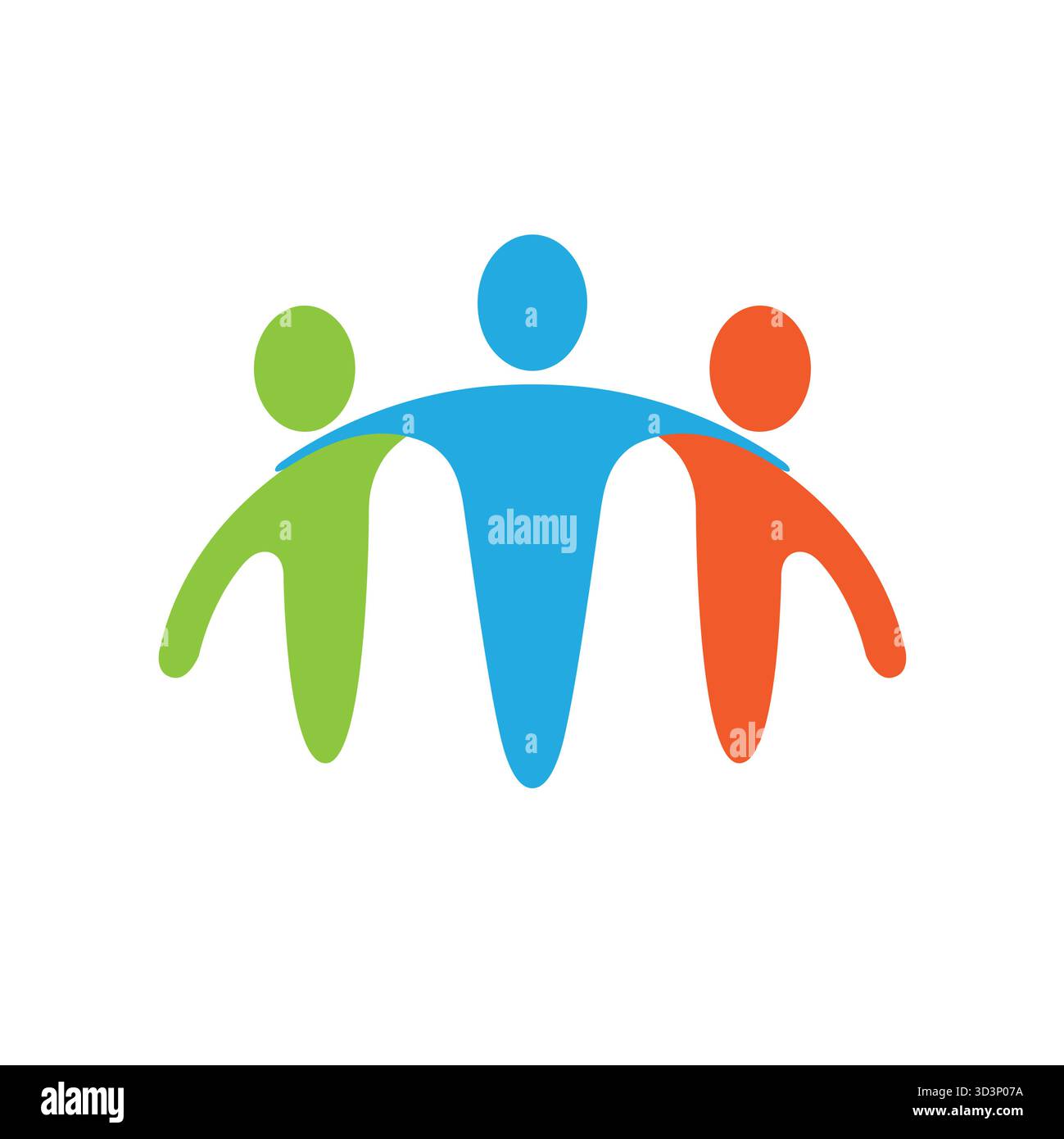 three people team logo colorful human silhouette characters vector ...
