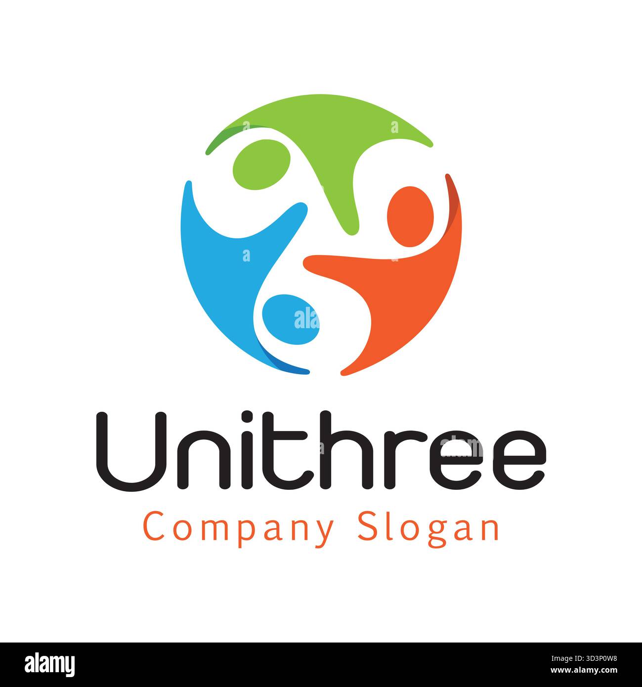 three people team logo colorful human silhouette characters vector ...