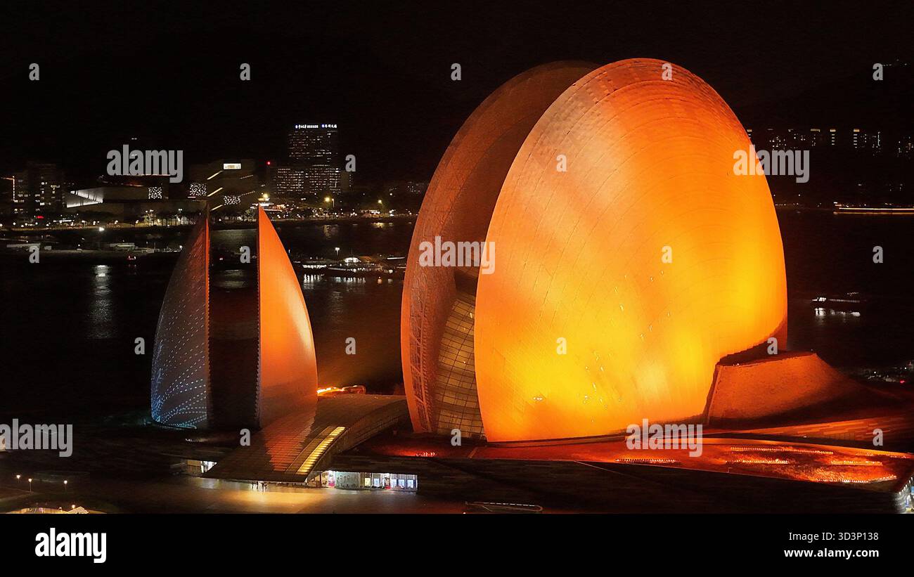 ZHUHAI, CHINA - NOVEMBER 5, 2025 - The night view of the landmark ...