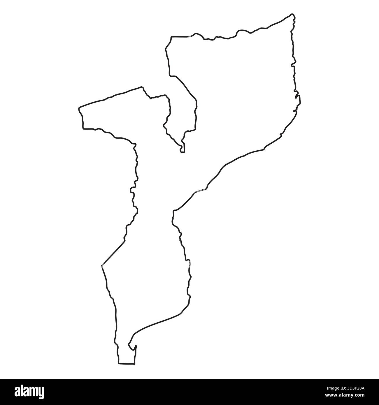 Mozambique Country Outline Map Black Border Minimal Africa Geographic ...