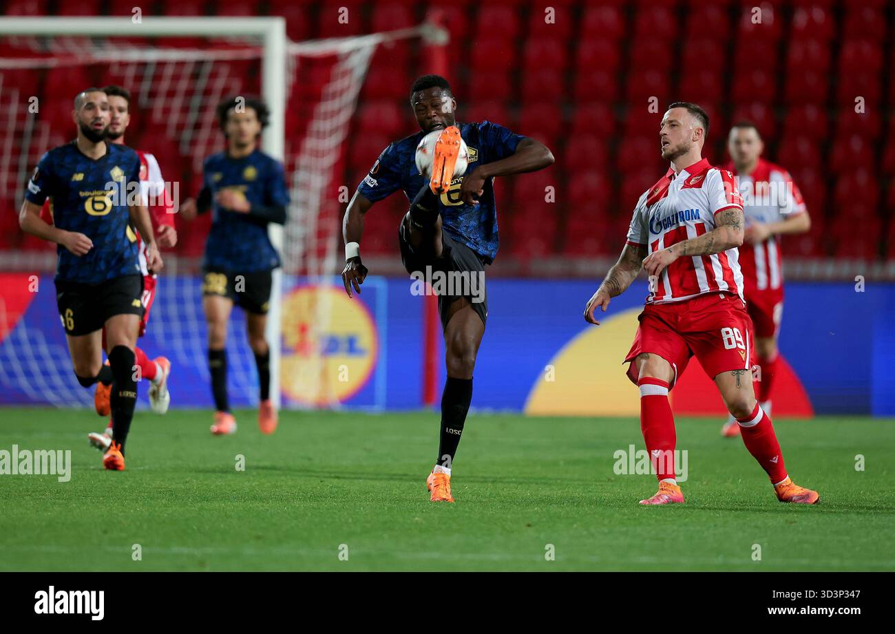 Belgrade, Serbia. 6th Nov, 2025. Lille's Chancel Mbemba during the UEFA ...
