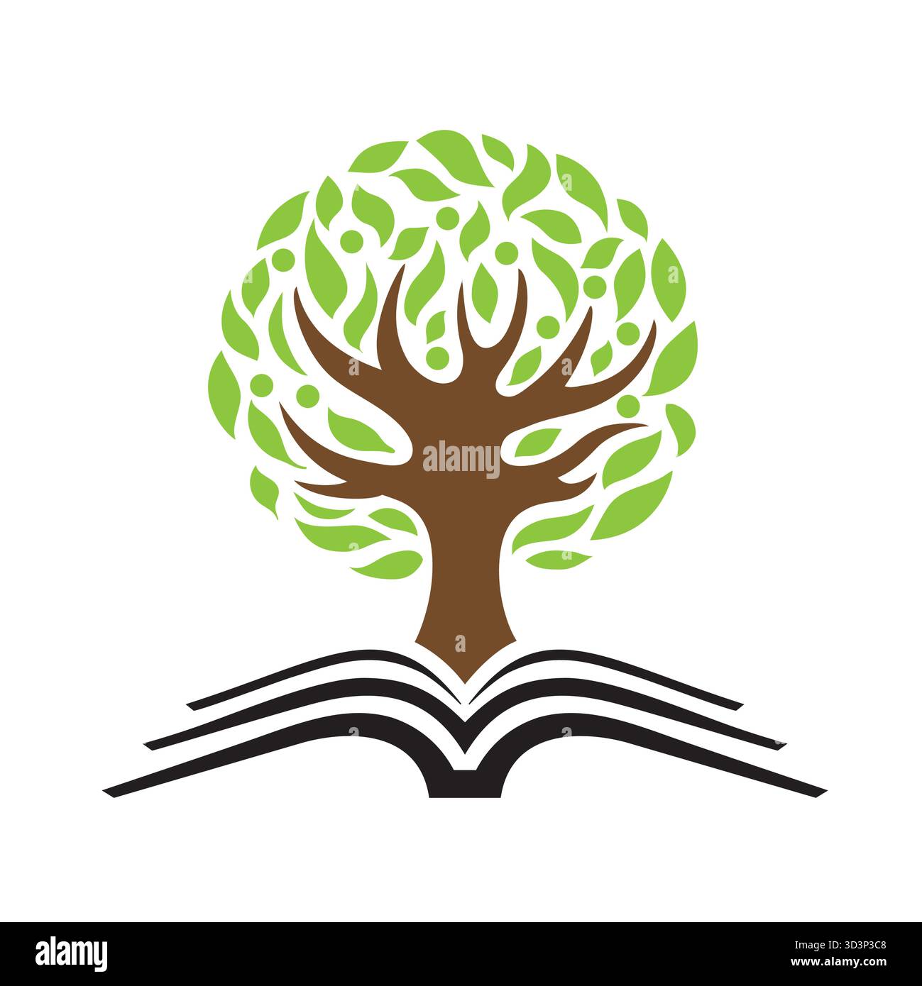 Creative open book tree logo vector design symbol illustration Stock ...