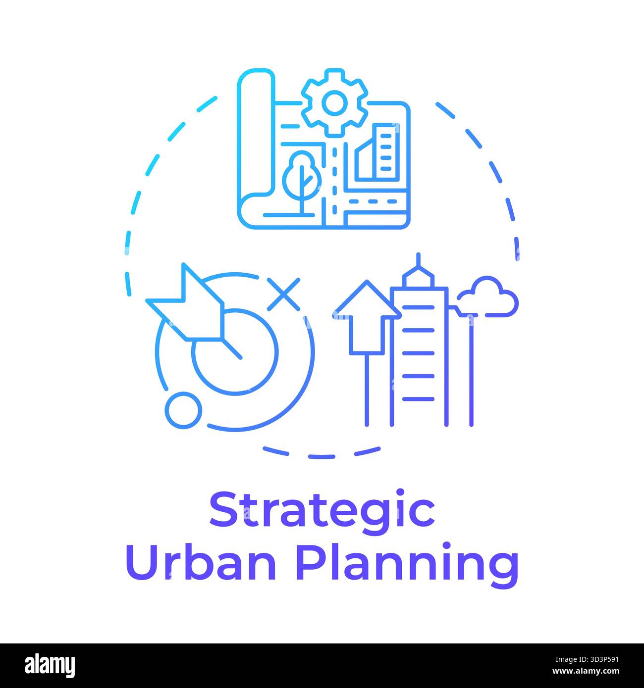 Strategic urban planning blue gradient concept icon Stock Vector Image ...