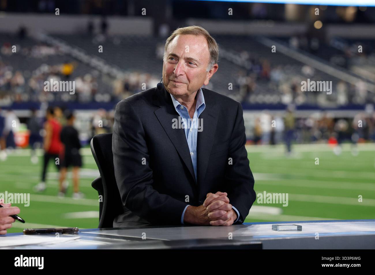 NHL commissioner Gary Bettman appears on ESPN pregame coverage before a ...