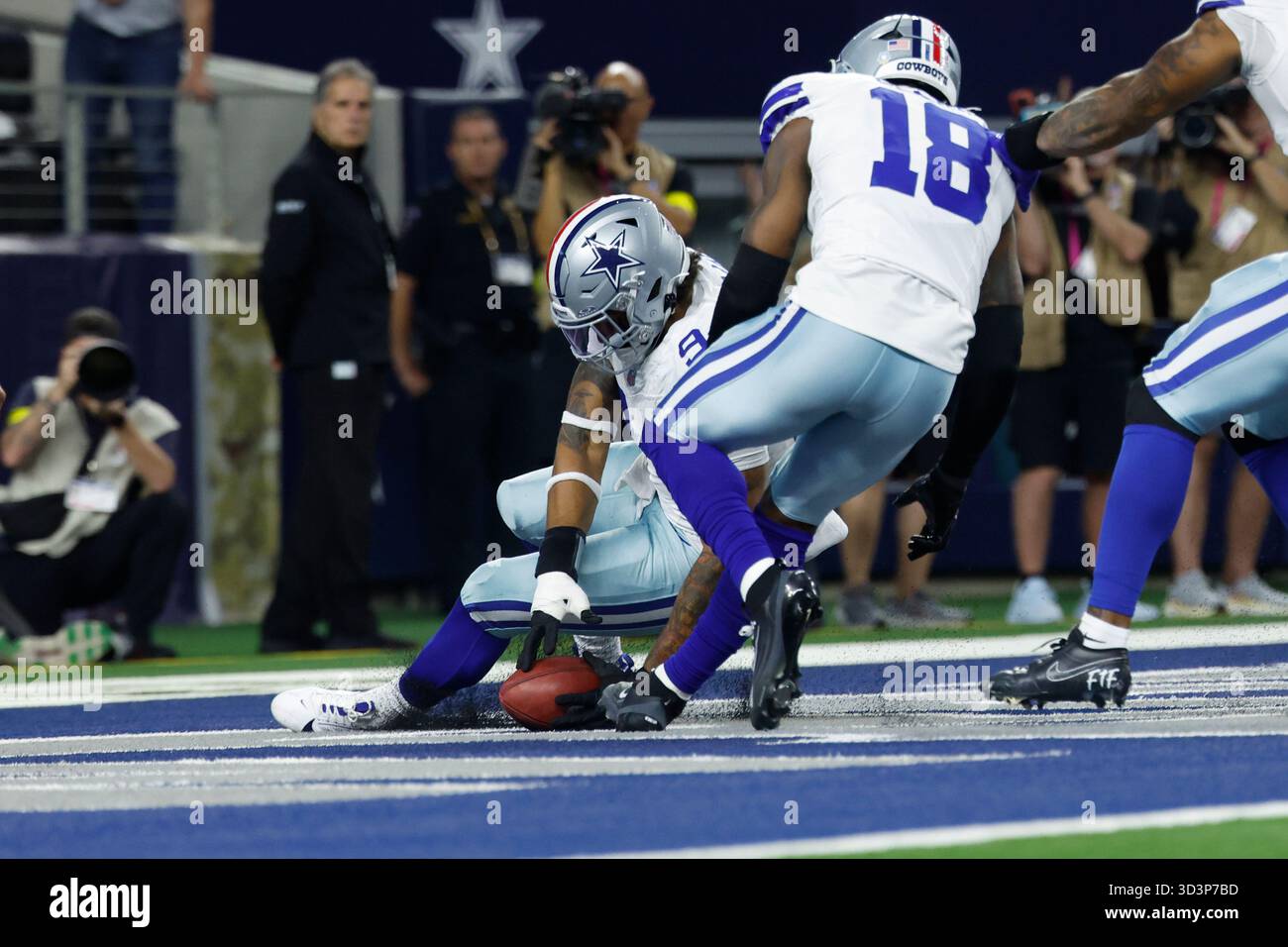 Dallas Cowboys defensive end Marshawn Kneeland (94) recovers a punt ...