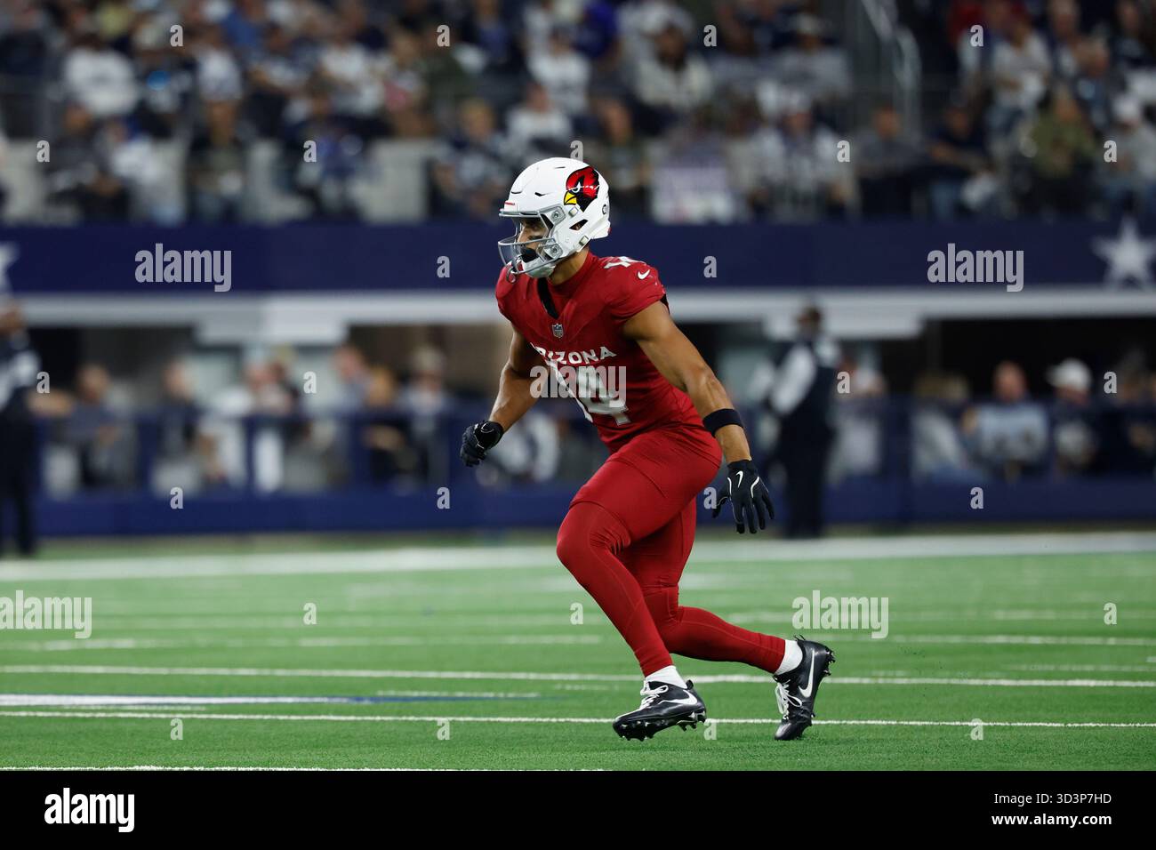 Arizona Cardinals wide receiver Michael Wilson (14) runs a pass route ...