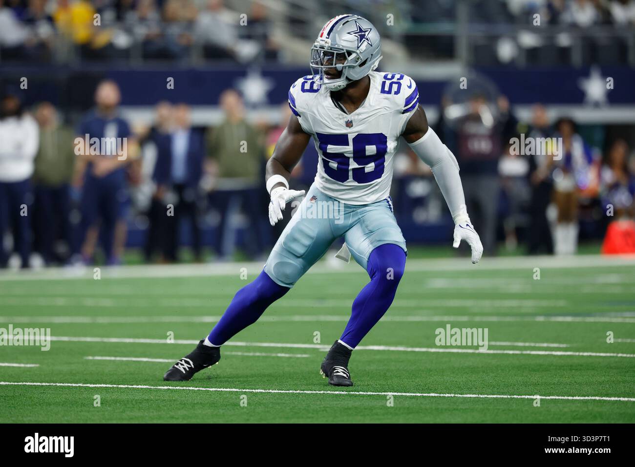 Dallas Cowboys linebacker Kenneth Murray (59) looks to defend during a ...