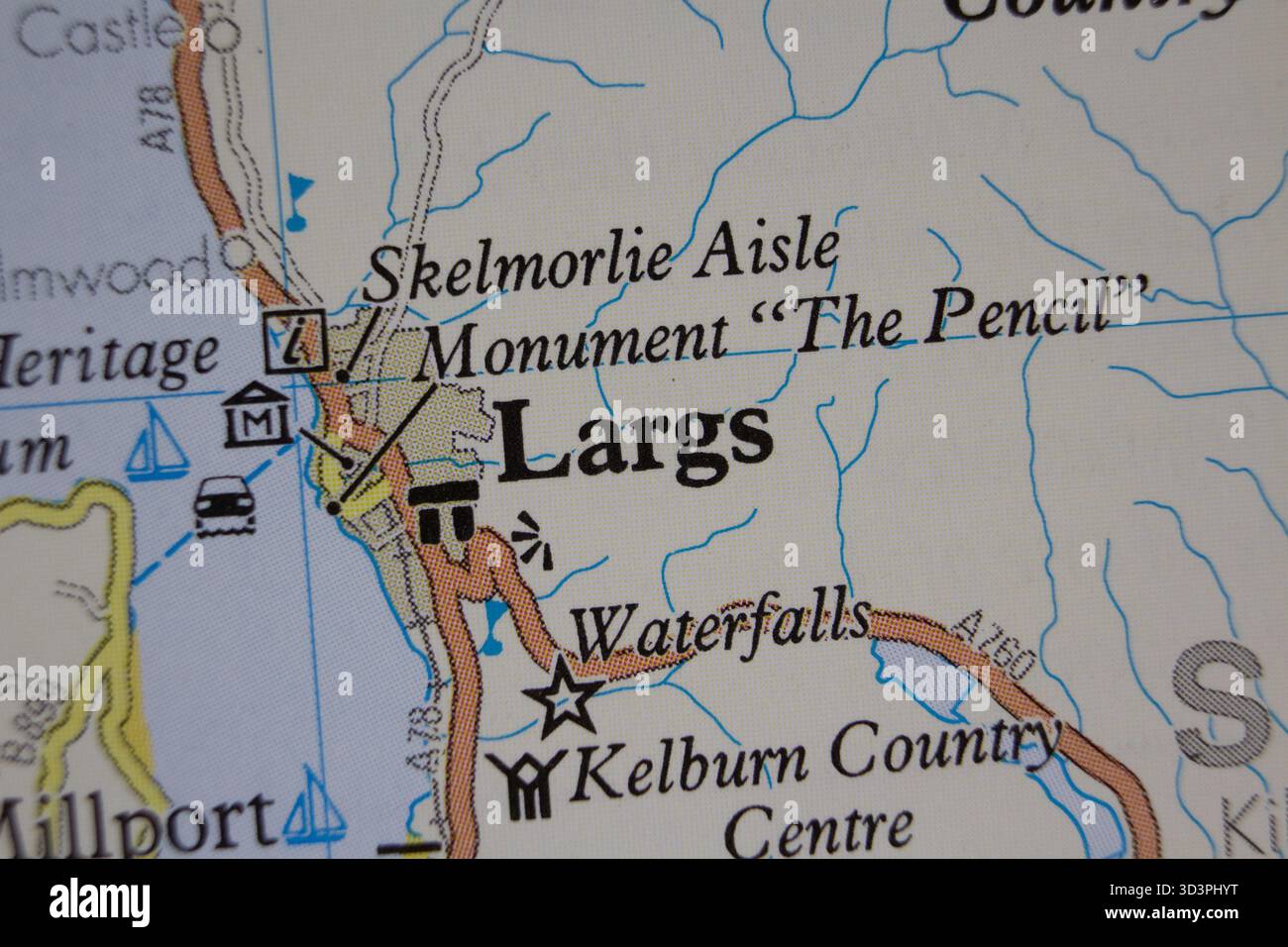 Largs - United Kingdom colour atlas map town name of the area Stock ...