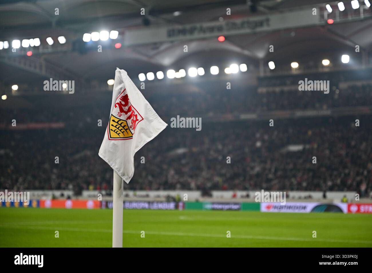 STUTTGART, GERMANY - November 6: the corner flag with VfB logo in the ...