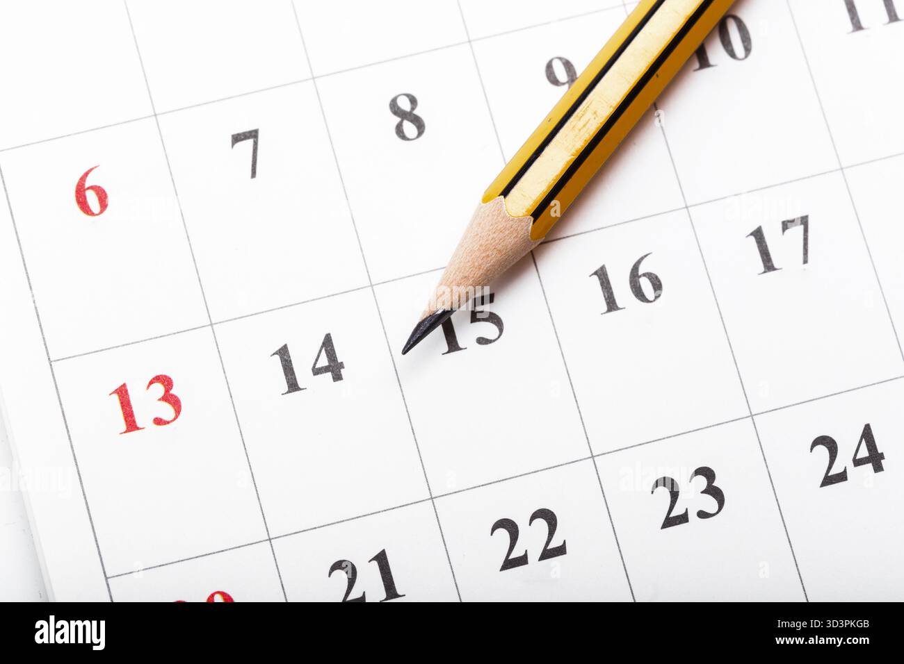 Important dates marked on a calendar with a yellow pencil for ...