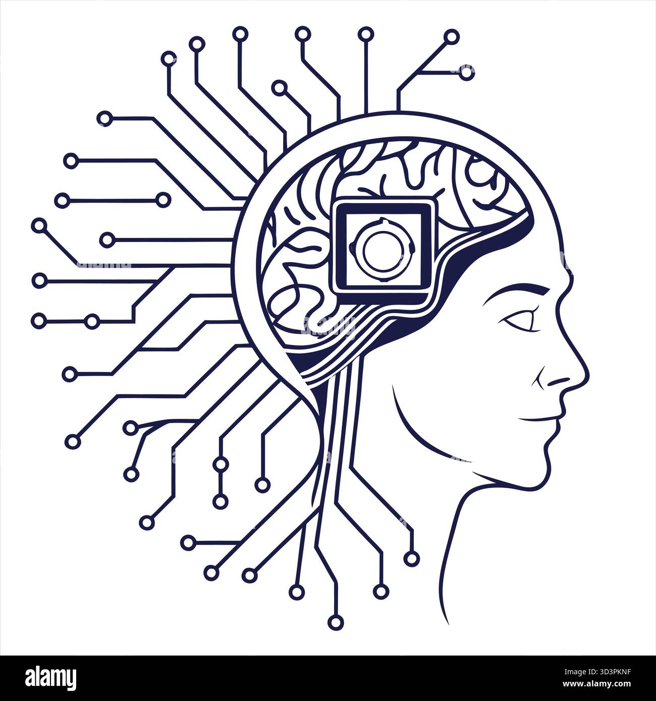 Artificial Intelligence Brain Chip Icon — Minimal Futuristic Vector ...