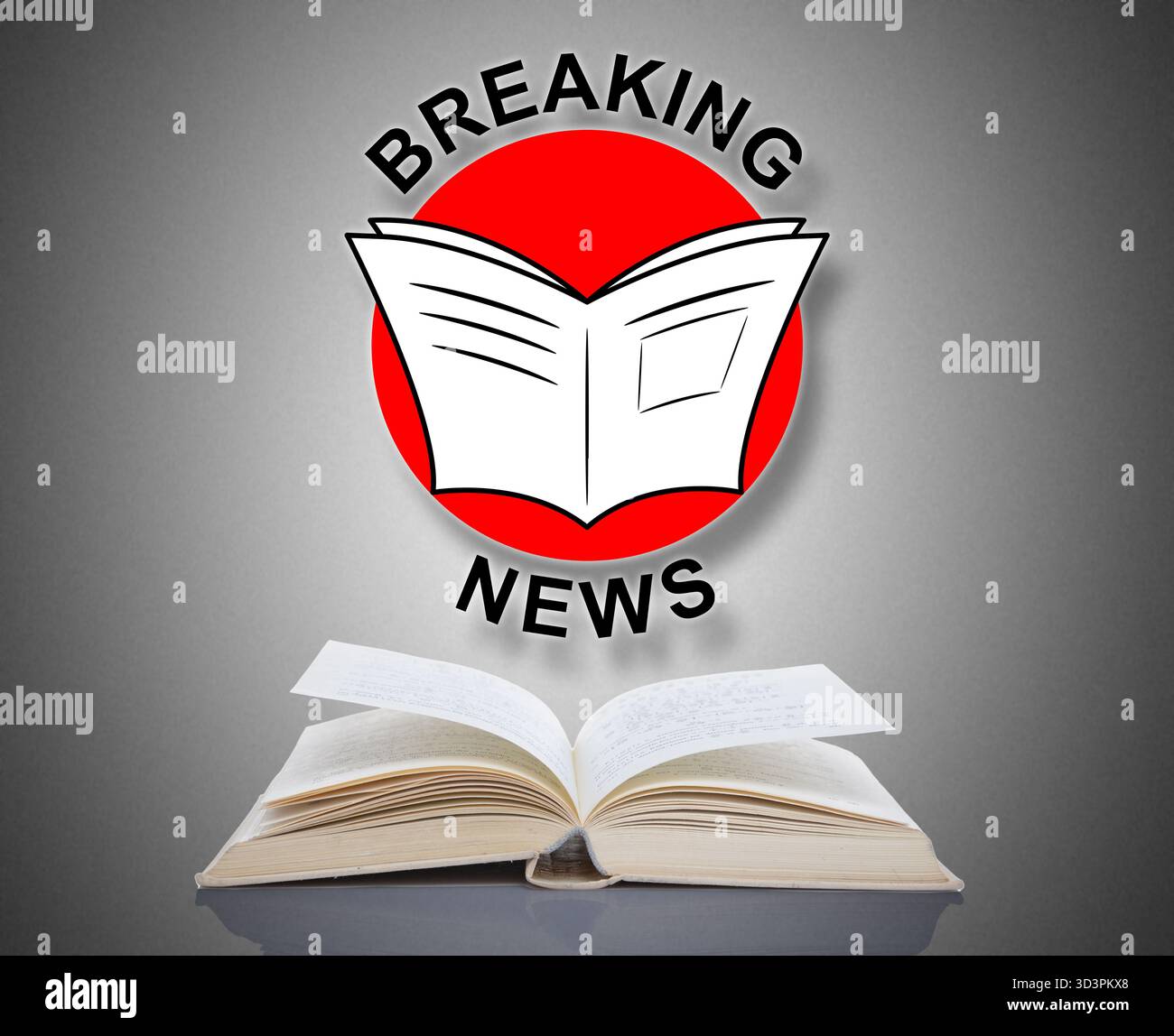 Breaking news concept above an open book Stock Photo - Alamy