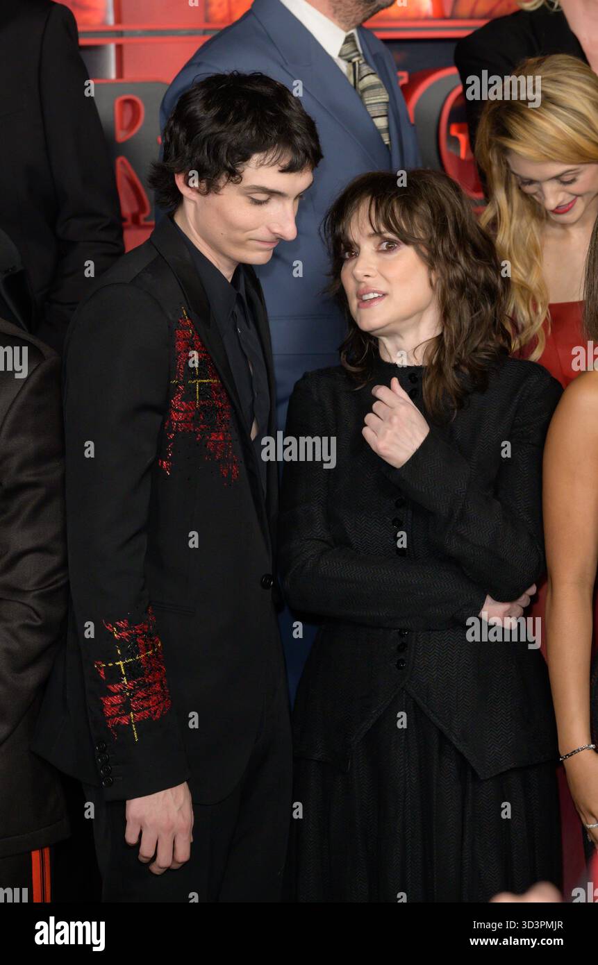 LOS ANGELES, USA. November 06, 2025: Finn Wolfhard & Winona Ryder at ...