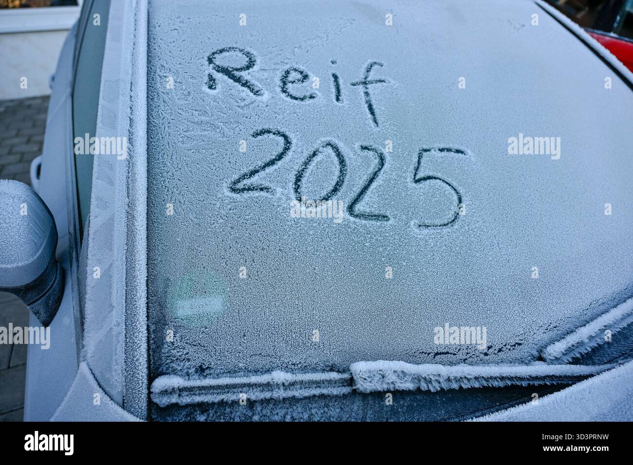 Ein Auto ist mit Reif überzogen und nicht fahrbereit, Deutschland ...