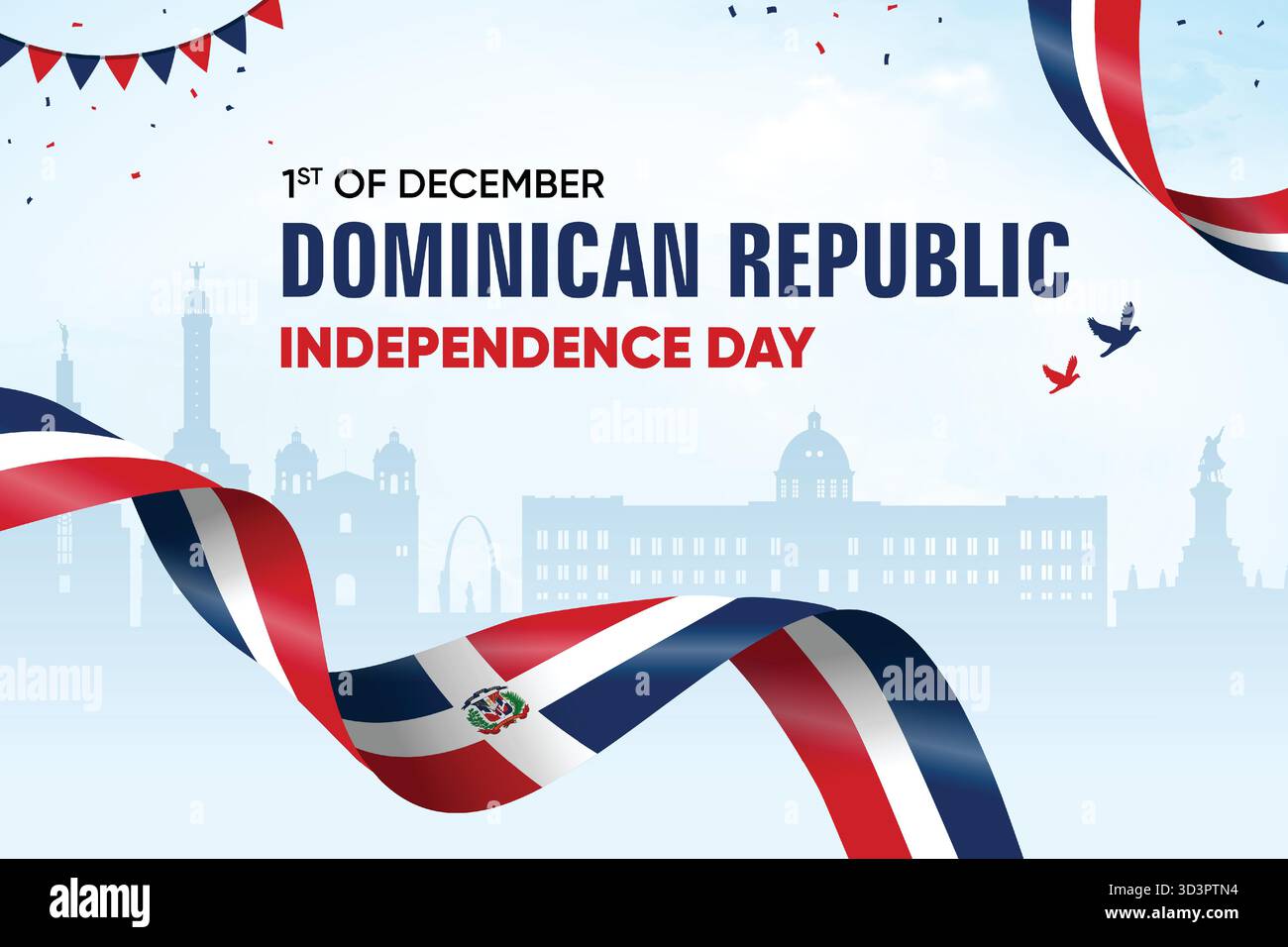 Dominican Republic Flag Waving With Army Soldier and Air Show On ...