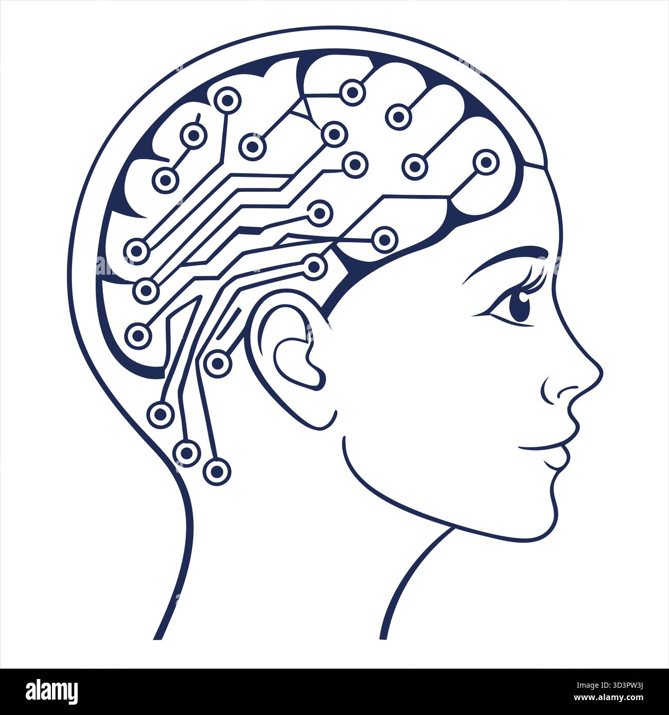 Artificial Intelligence Brain Chip Icon — Minimal Futuristic Vector ...