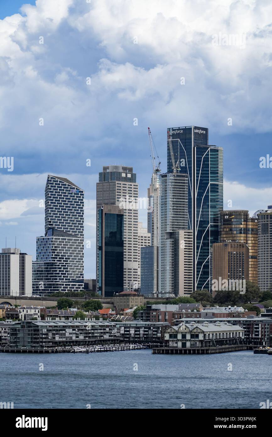 Sydney city skyline features Salesforce Tower and Crown Residences ...