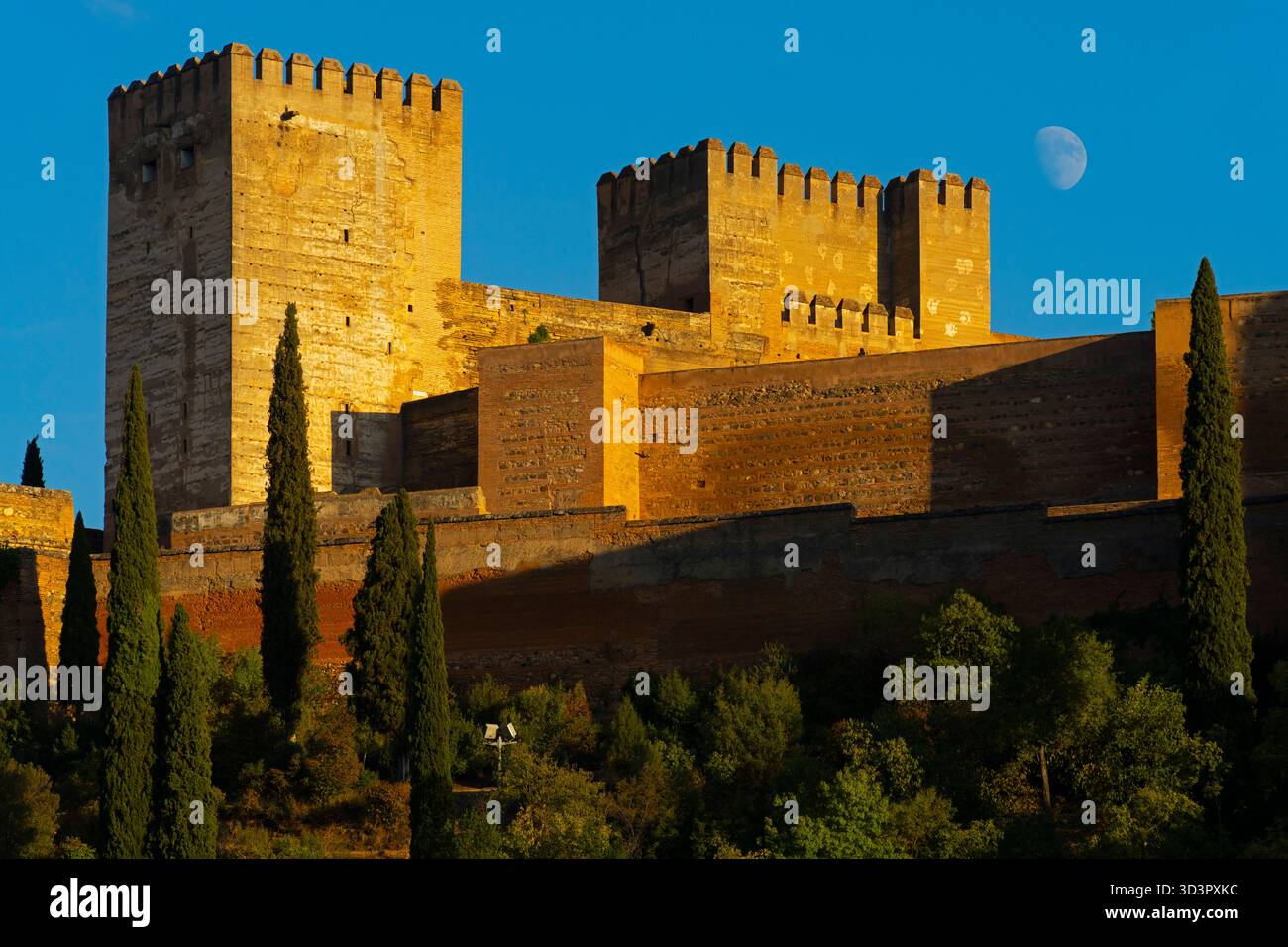 Exterior of Alhambra palace and fortress complex, Andalusia, Spain. The ...