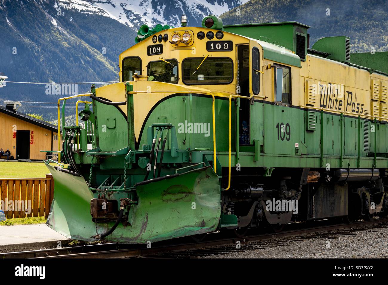 Diesel train engine. Skagway on the white pass and Yukon route Stock ...