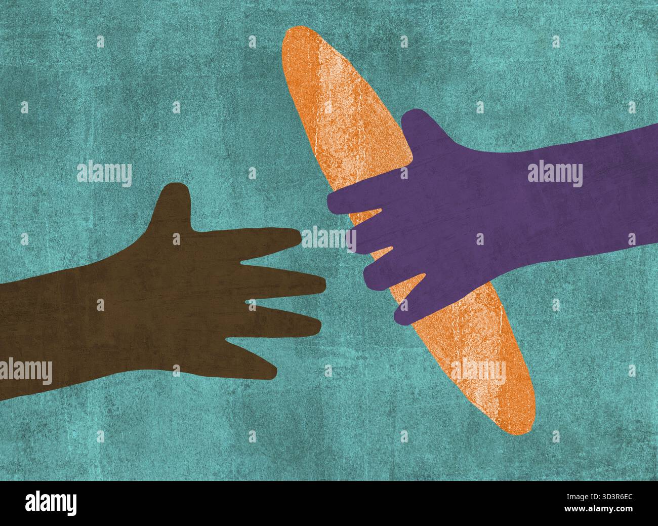 An illustration depicting two hands exchanging a loaf of bread ...