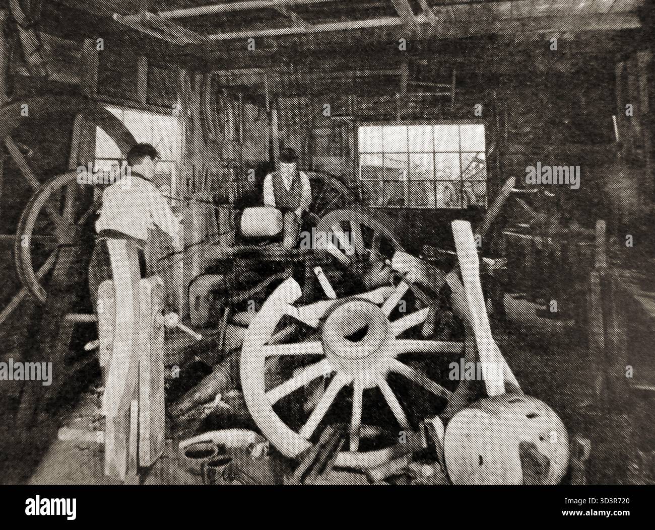 circa 1930's - Inside a British wheelwright's workshop Stock Photo - Alamy