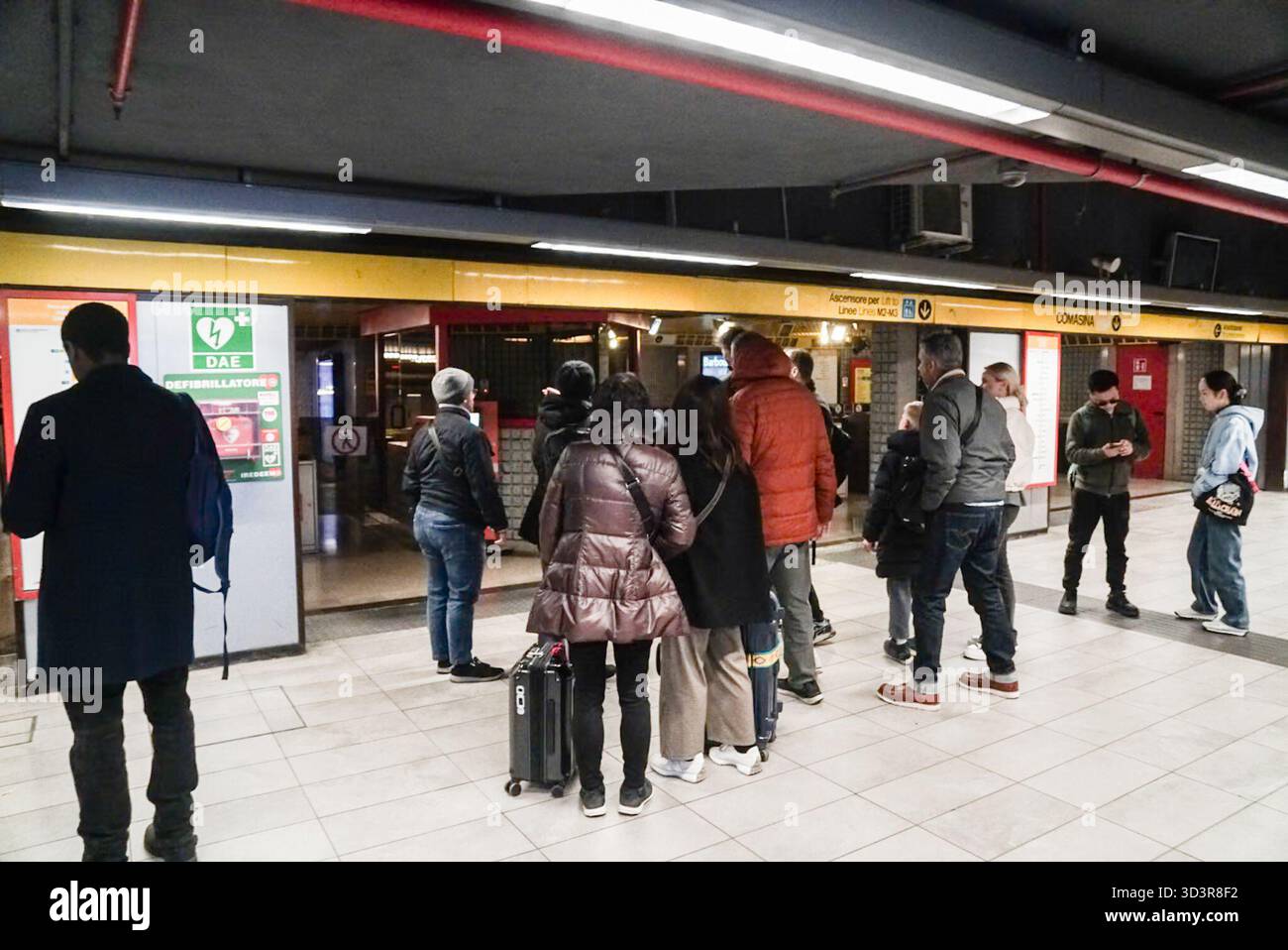 MILAN - Metro Line 3, yellow, closed due to a strike. The Milan Central ...