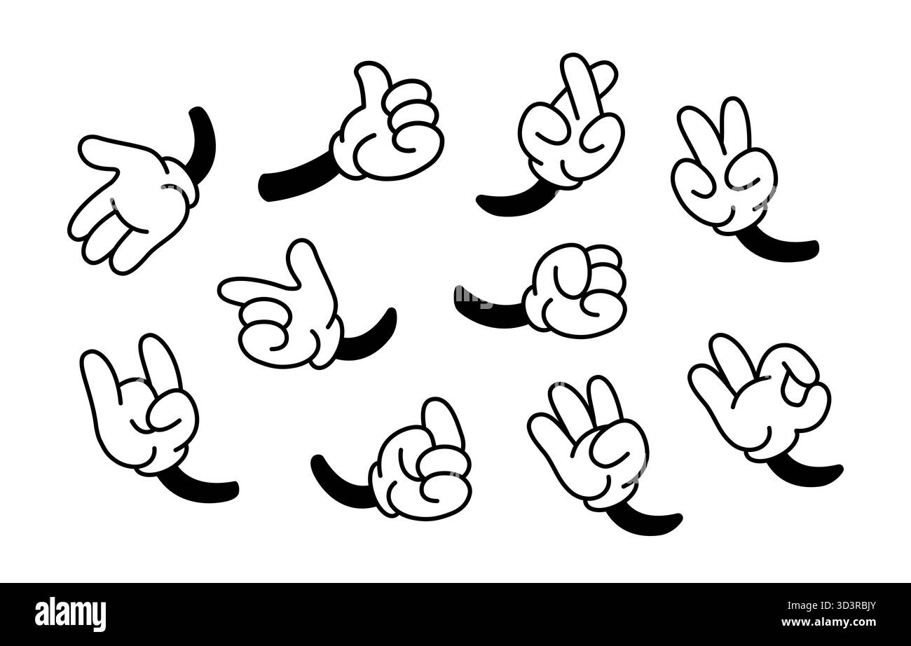 Gesture sign set Black and White Stock Photos & Images - Alamy