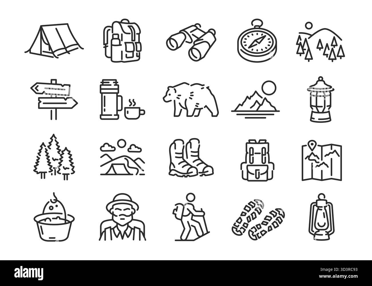 Hiking travel icons Black and White Stock Photos & Images - Alamy