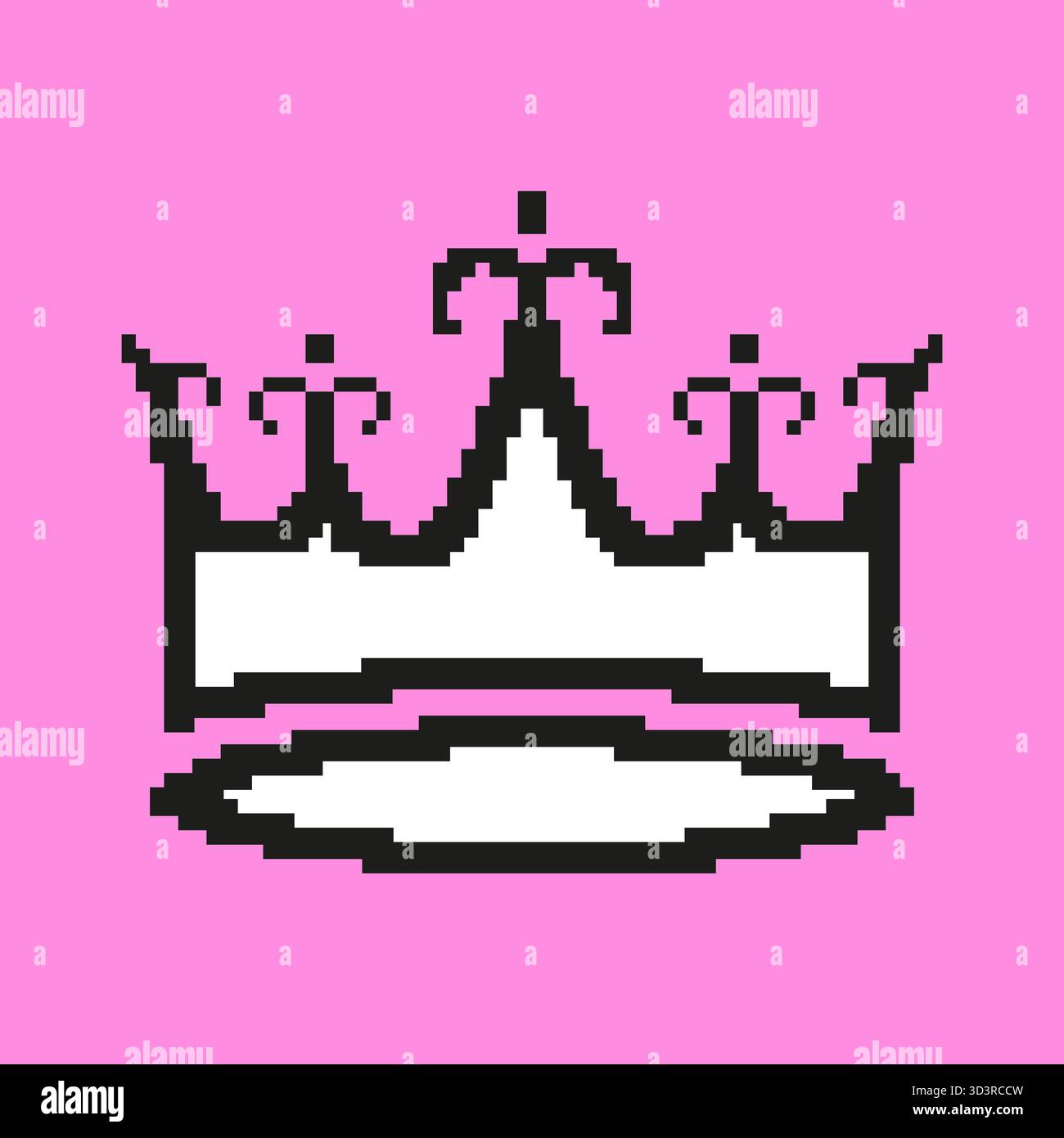 Royal Crown With Elegant Spikes Pixelated Icon. Pixel Art Symbol of ...