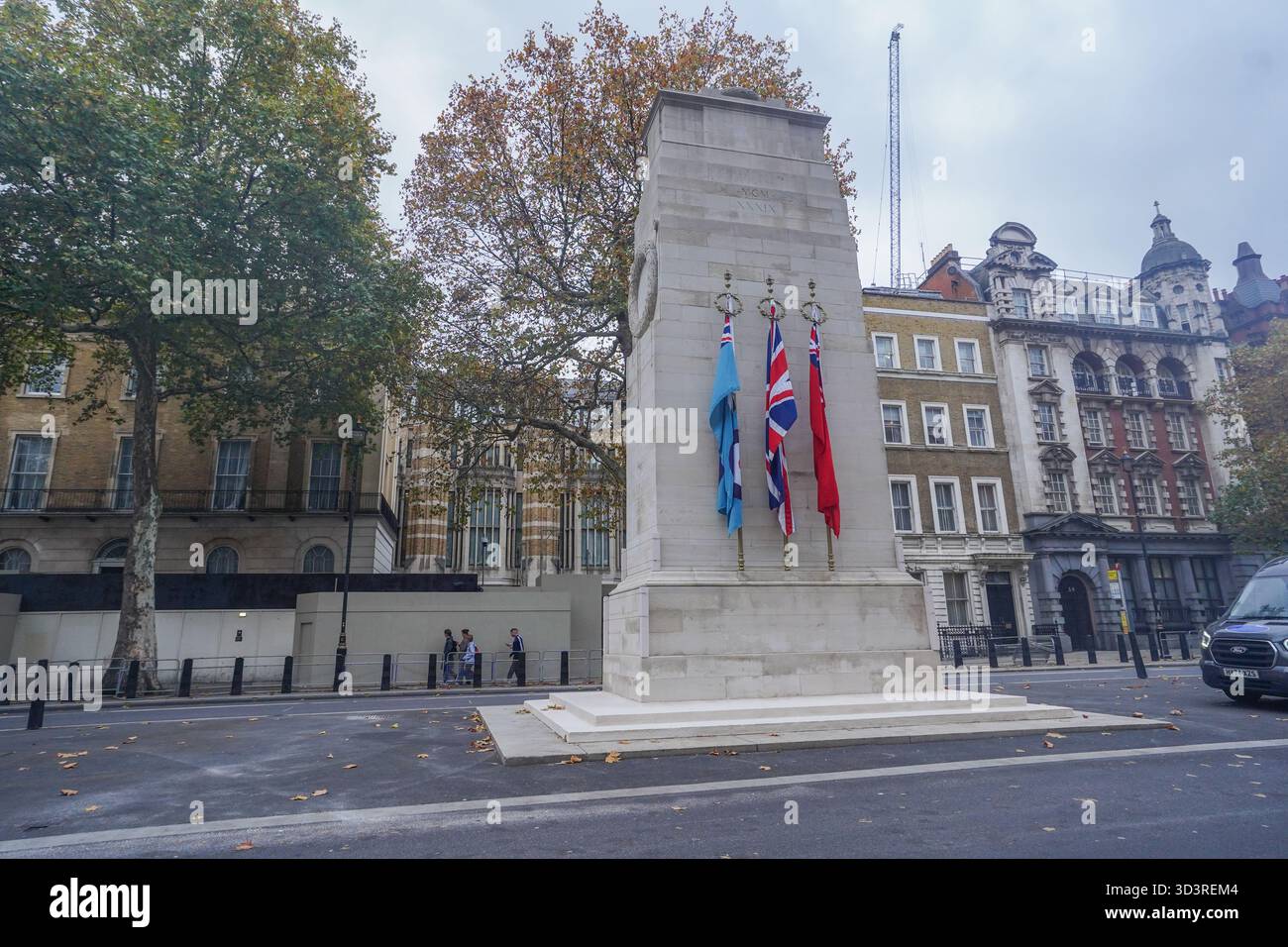 7 November 2025 The the Royal Air Force Ensign, Union Flag, and Red ...