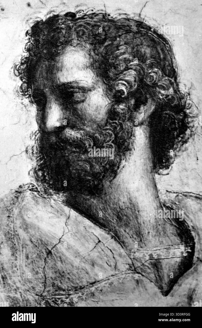Greek philosopher Aristotle, The School of Athens, fresco by Italian ...
