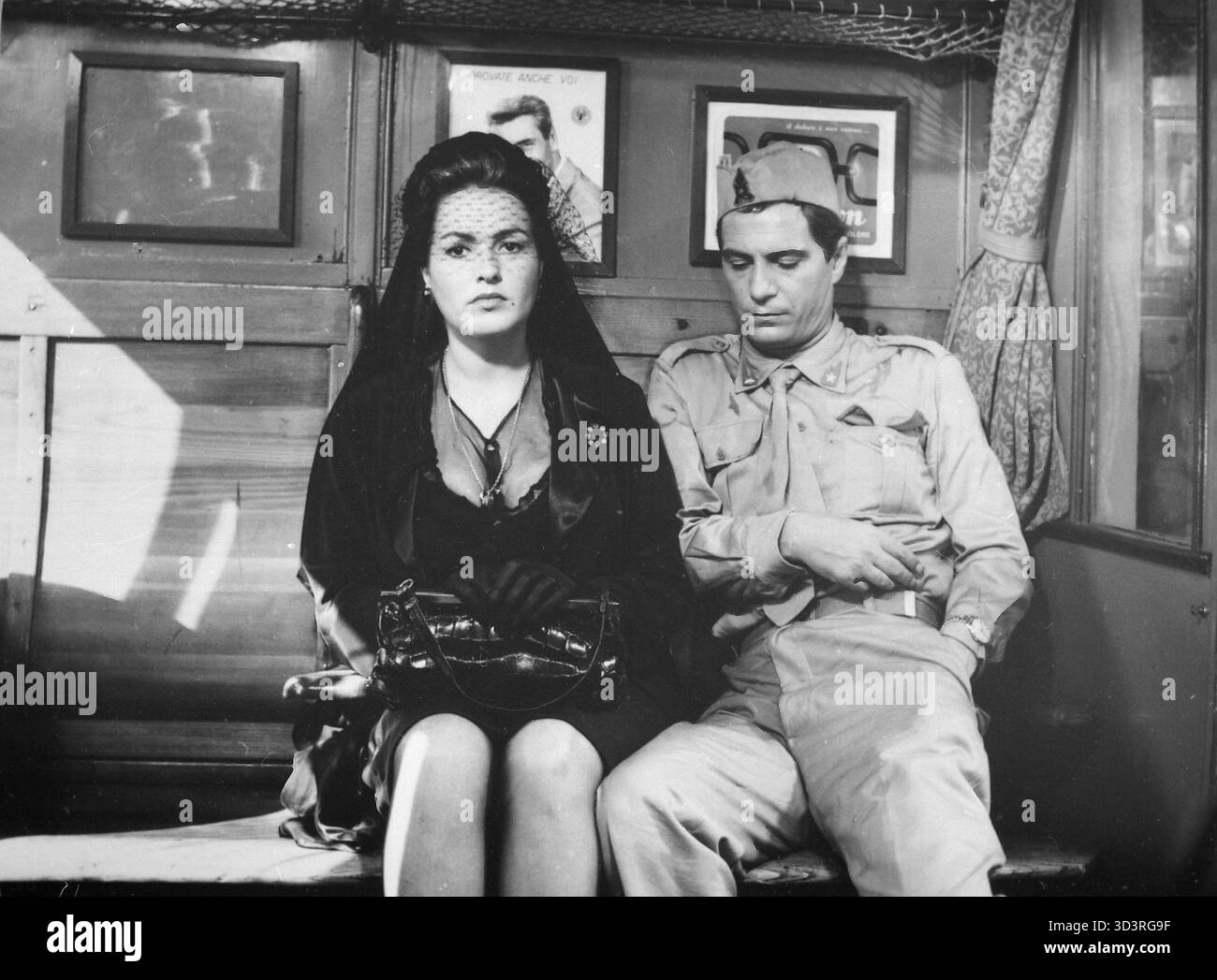 Italian actors Nino Manfredi and Catherine Spaak in the movie L'amore ...