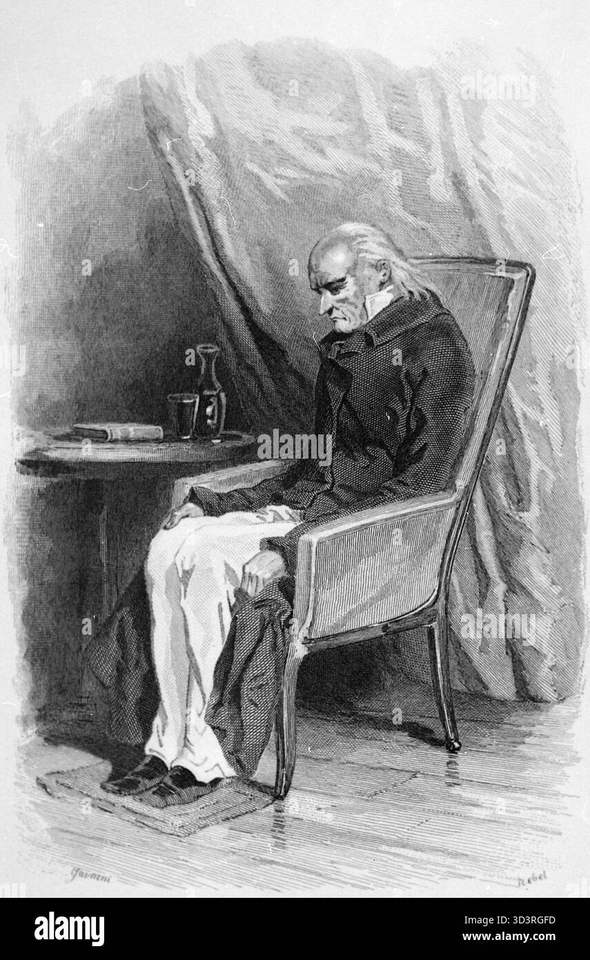 Noirtier, drawing for the novel The Count of Monte Cristo, by French ...