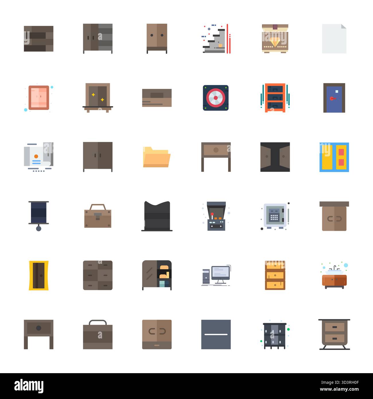 Masterfully created 36 vector icons representing Cabinet in Flat design ...