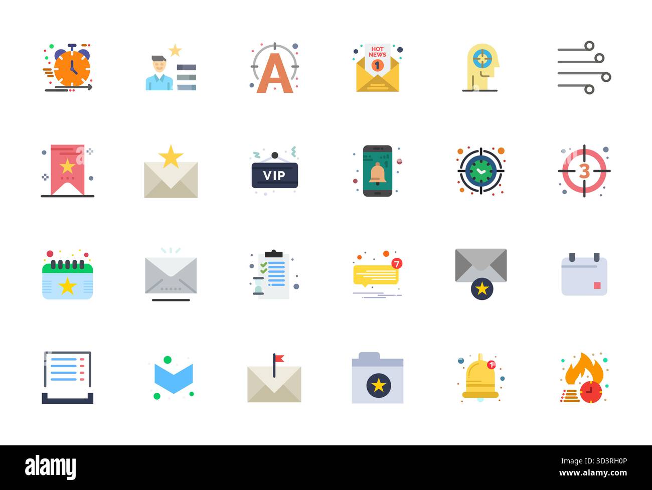 Streamlined set of 24 vector icons for Priority in Flat aesthetic ...