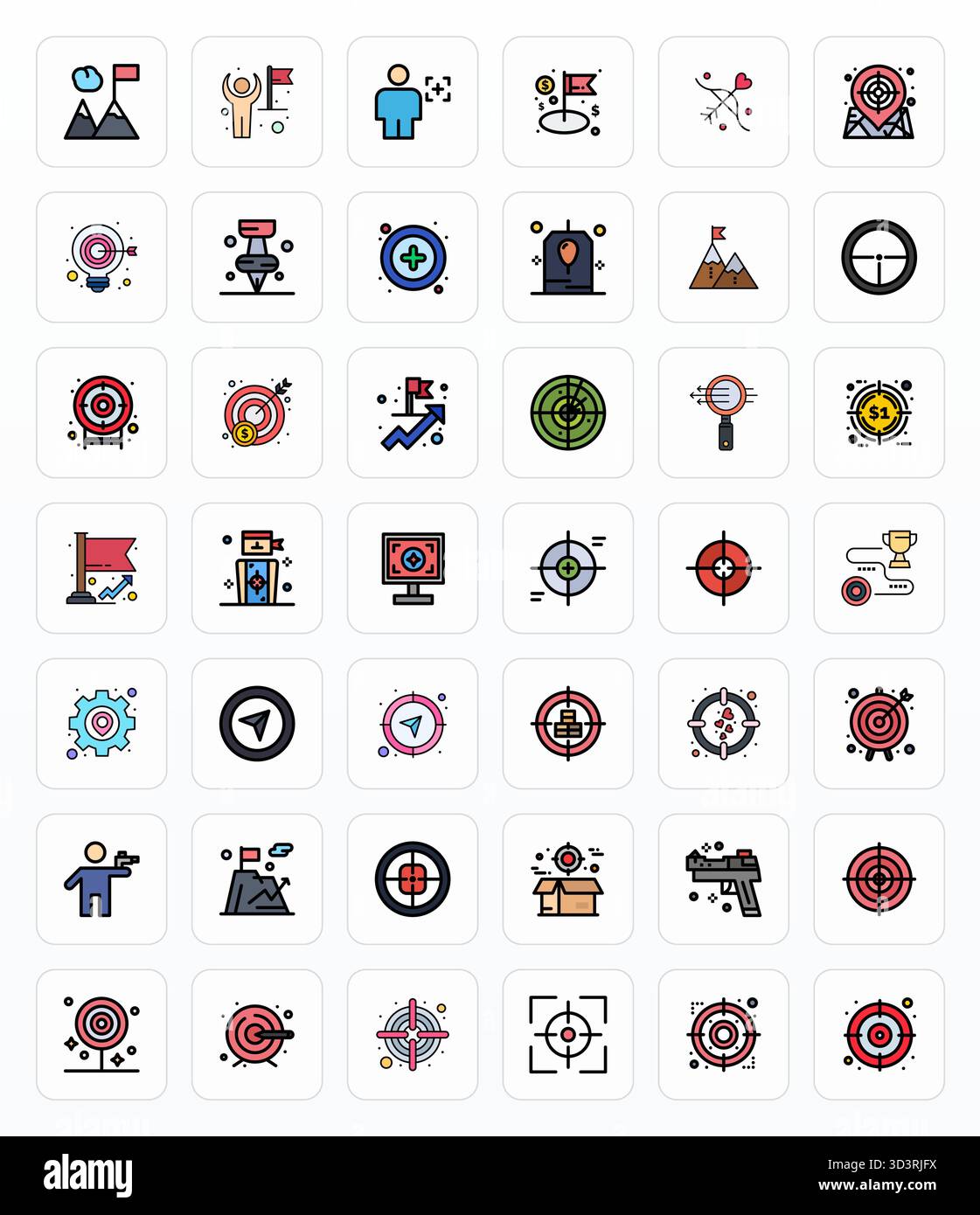 Industry-leading pack of 42 Filled Line Grid Fitted vector icons for ...