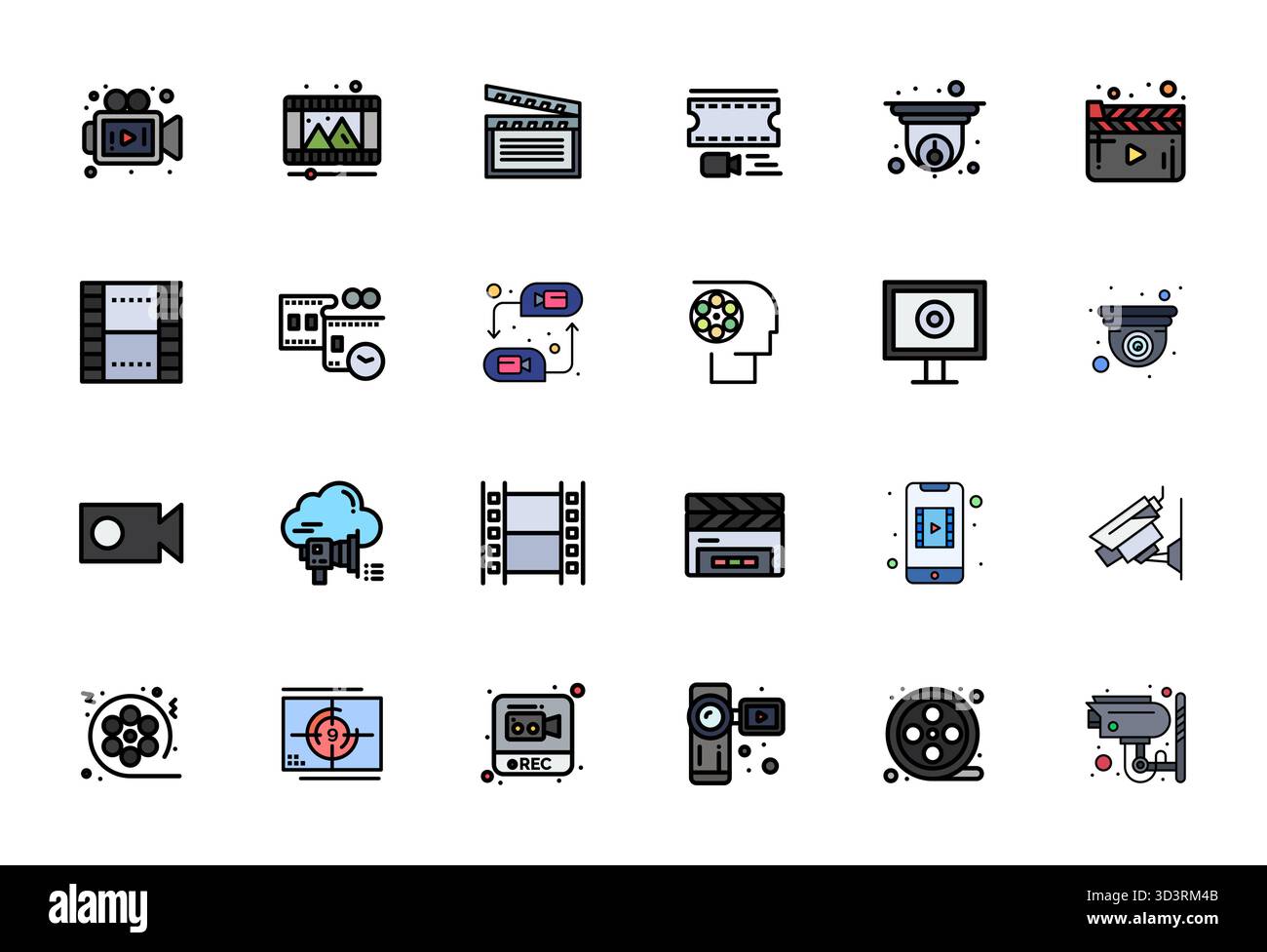 This Footage vector icon pack includes 24 Line Filled designs in High ...