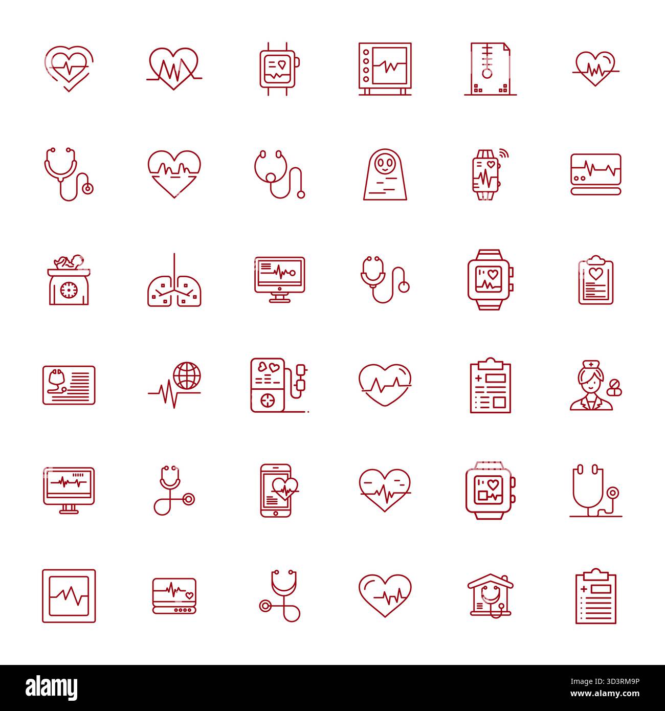 Contemporary collection of 36 vector icons representing Vital Signs in ...