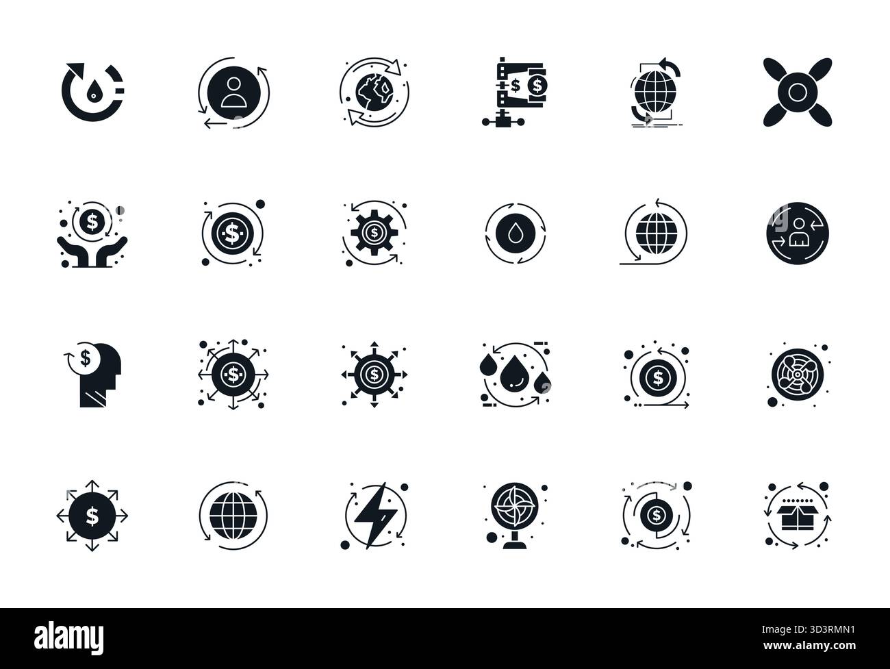 Set of 24 Filled Display Perfect vector icons themed around Circulation ...
