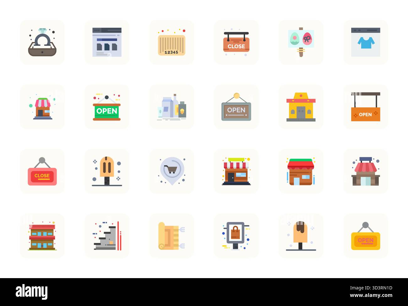This Shop vector icon pack includes 24 Flat designs in 256x256 Detail ...